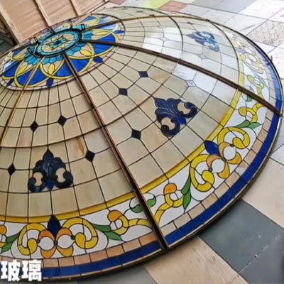 Premium Stained Art Glass Dome Skylight Roof Architectural Antiques ...