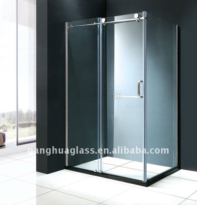 L Shape Tempered Glass Shower Enclosure Stainless Steel Sliding Frameless