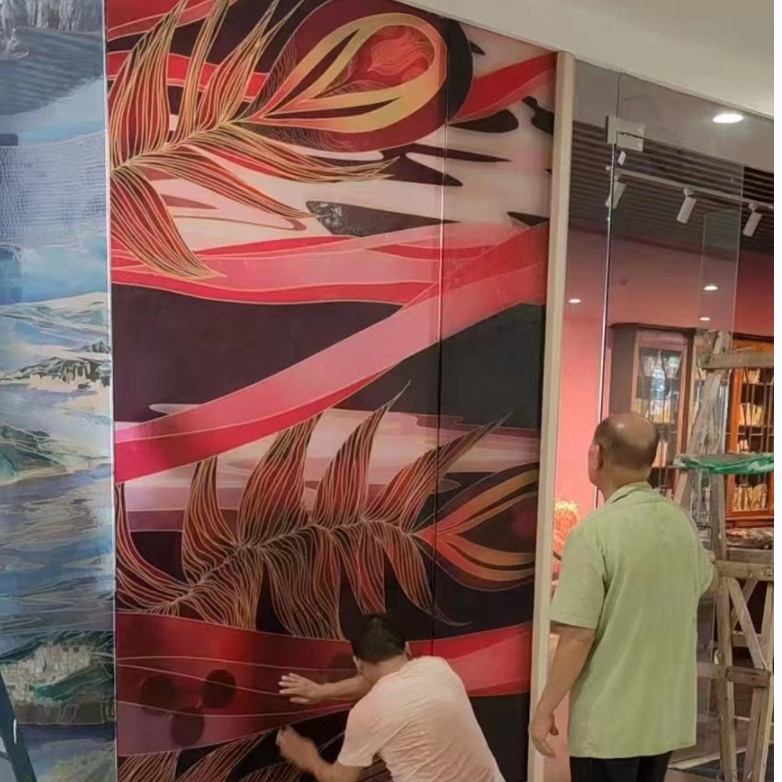 Digital UV Printing Screen Partition Tempered Art Glass Carving Wire Glass
