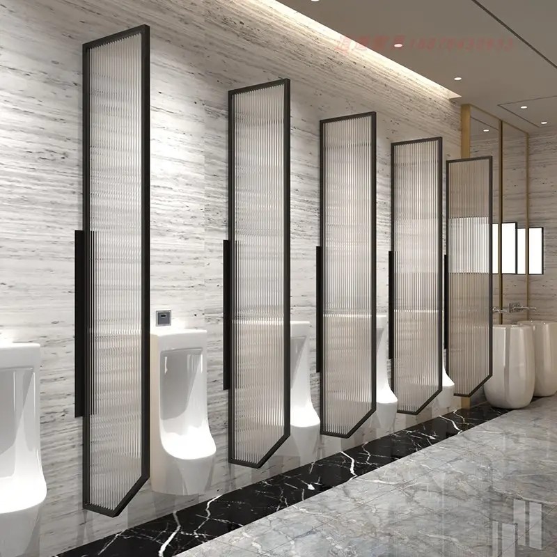 Public Tempered Glass Urinal Screen Partition Cubicle Toilet WC Divider ...